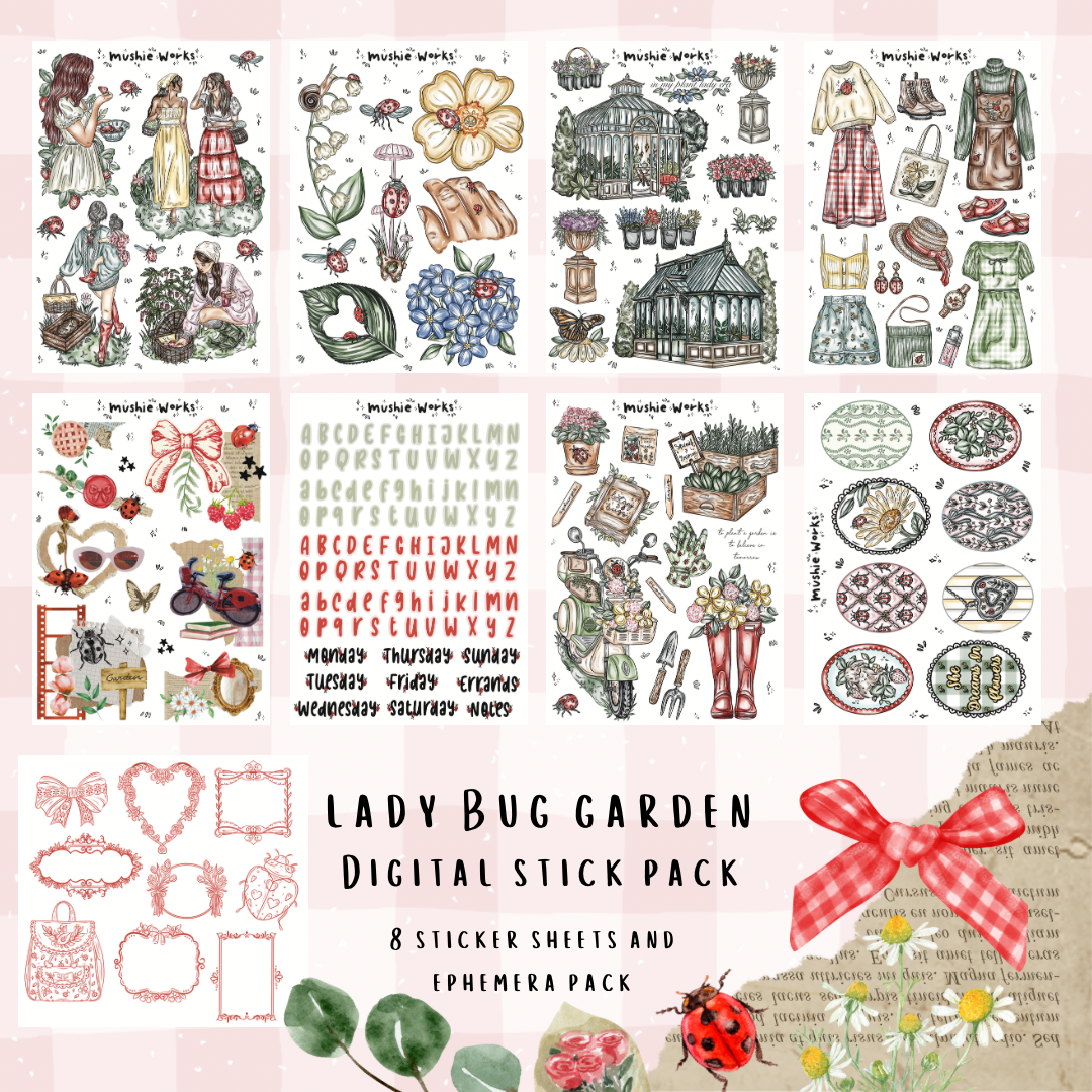 Lady Bug Garden Full Sticker Collection - Digital Sticker Pack – Mushie ...